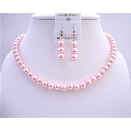 Pink Pearls Necklace Set 16 Inches Affordable Bridesmaid Gift