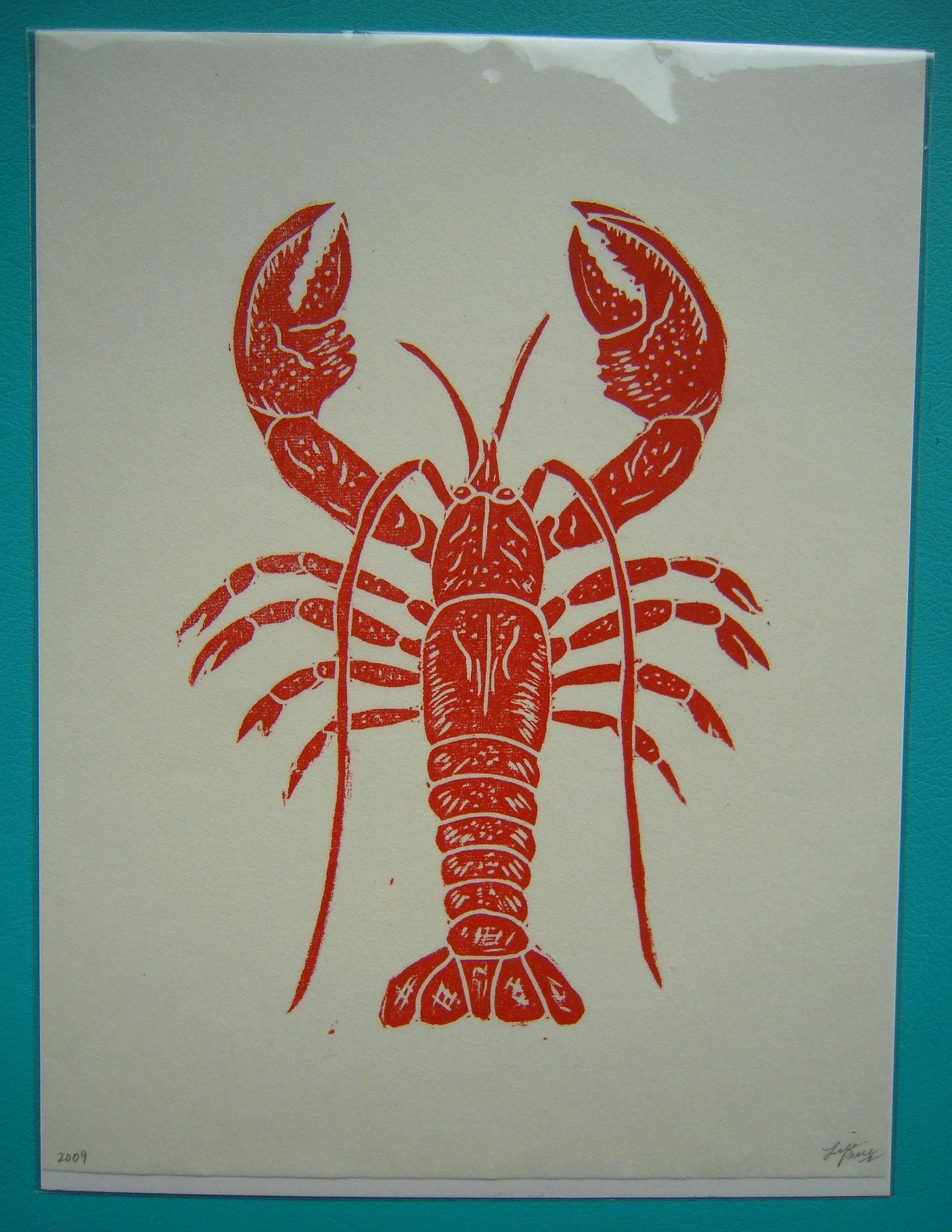 PAPER lobster block print