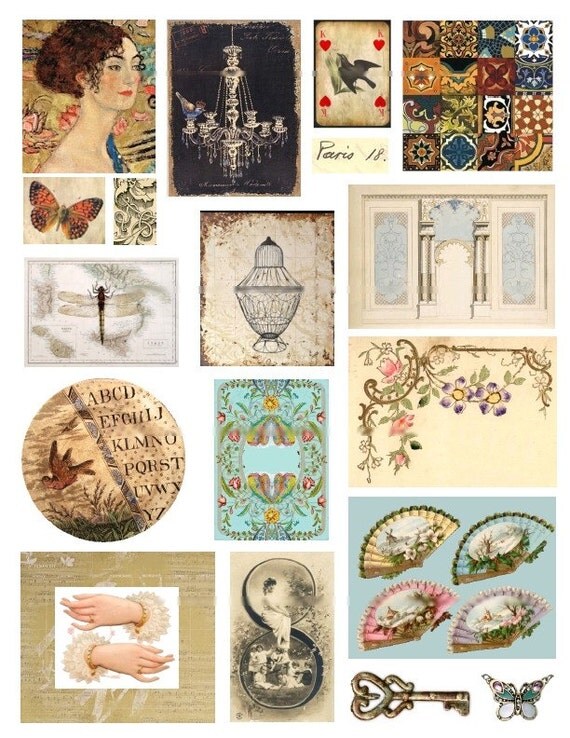 Items similar to Favorite Things No. 1 - Digital Collage Sheet ...