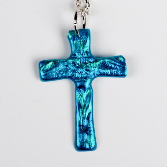 Turquoise Cross Necklace Cross pendant by PatchworkPeoplePins