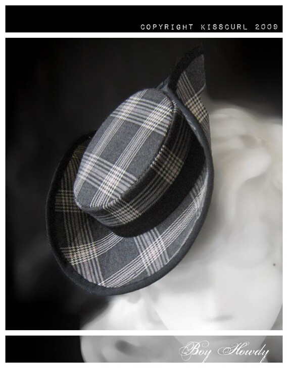 Items similar to TILT HAT - BOY HOWDY - Pink and Grey Plaid\/Tartan ...