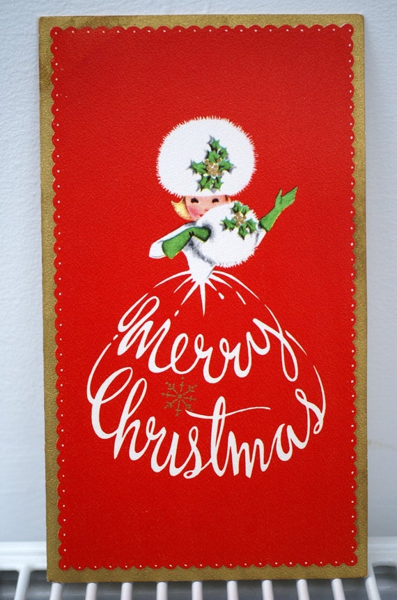 Vintage Merry Christmas 1950s Greetings Card by poshtottydesignz Vintage Merry Christmas 1950s Greetings Card by poshtottydesignz