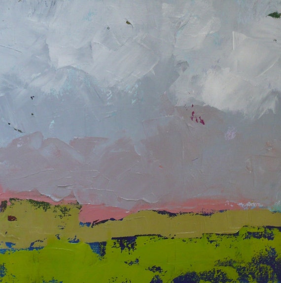 abstract landscape oil painting Spring in the Valley by pamelam