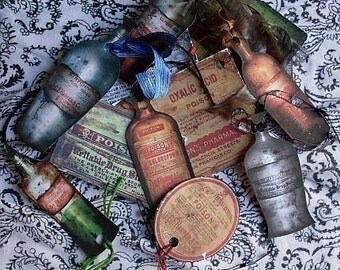 Poison Labels and Bottles Gift Tag Combo Pack