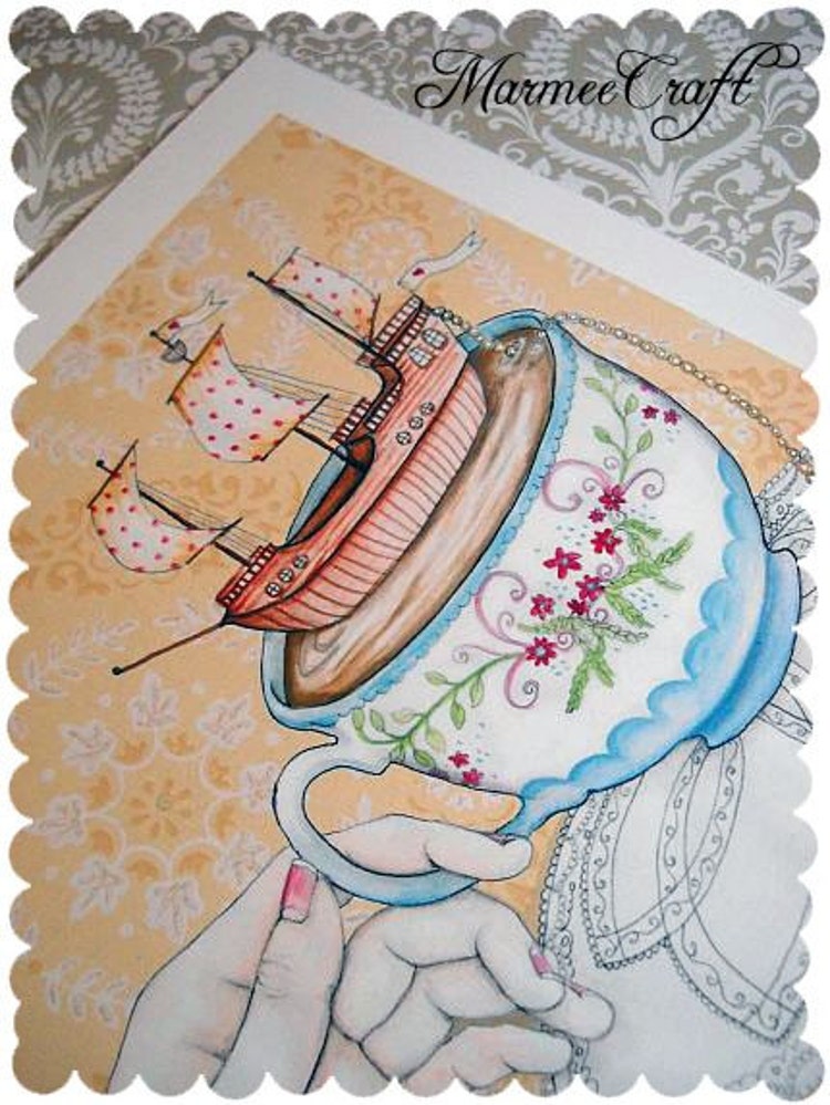 MarmeeCraft art print Once Upon a Tea Time by MarmeeCraft on Etsy