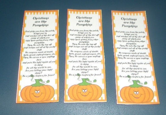 Christian Pumpkin Bookmarks