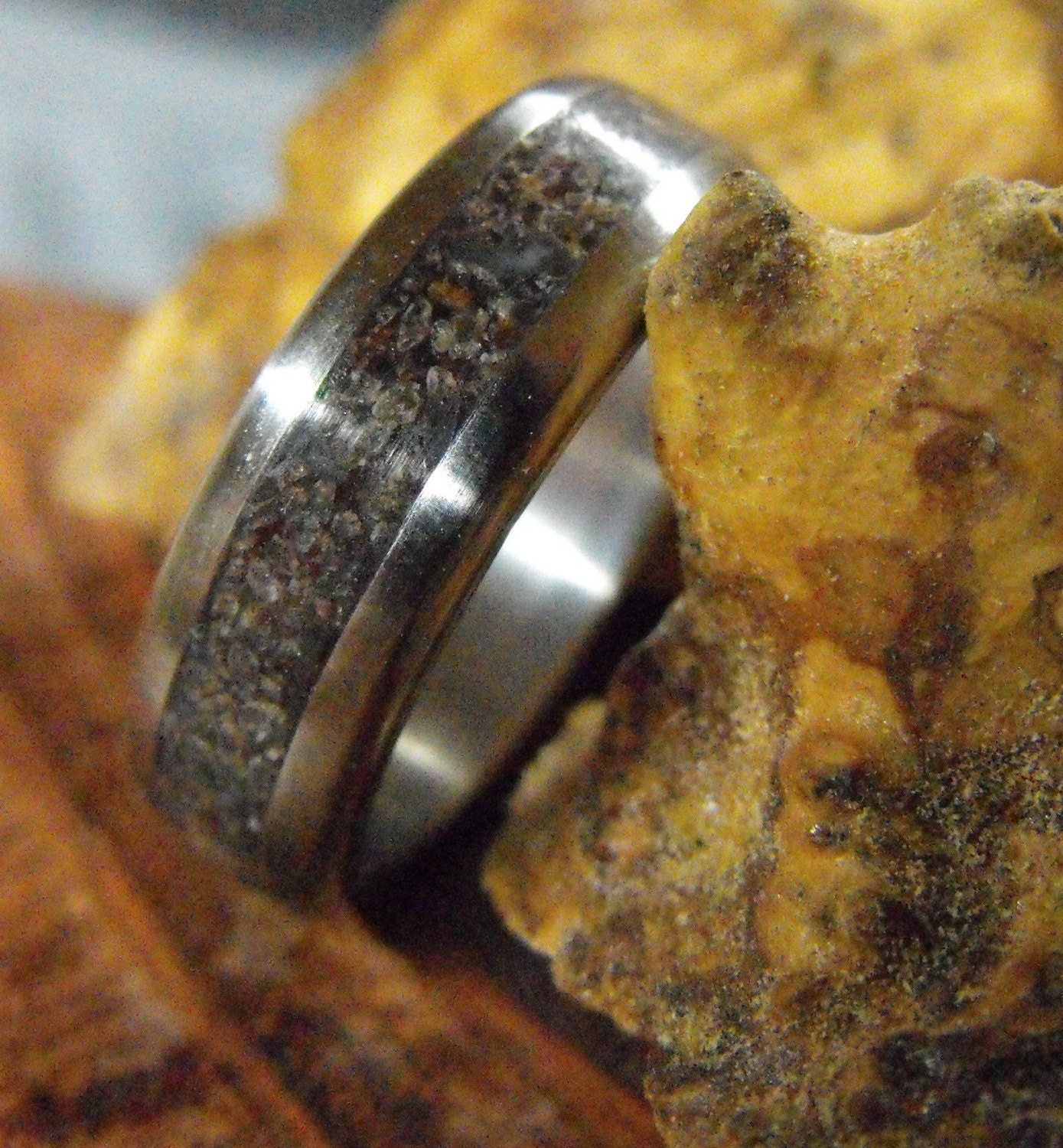 Titanium and Granite Inlay Ring