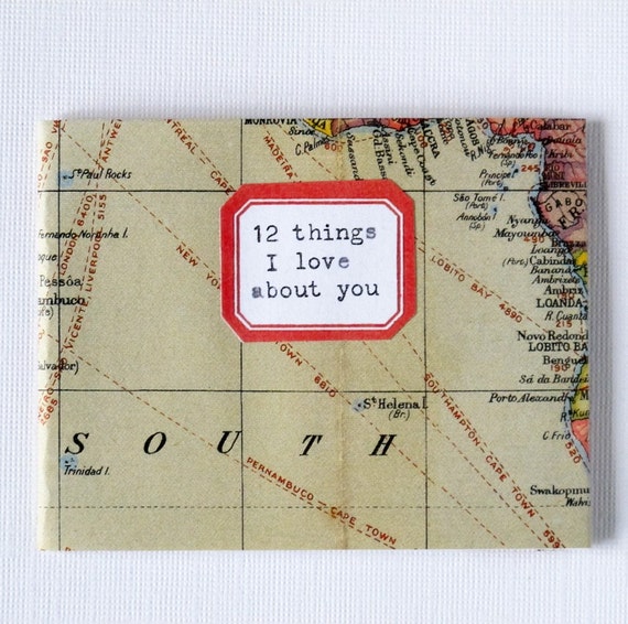 Items similar to map "12 things i love" mini-book on Etsy