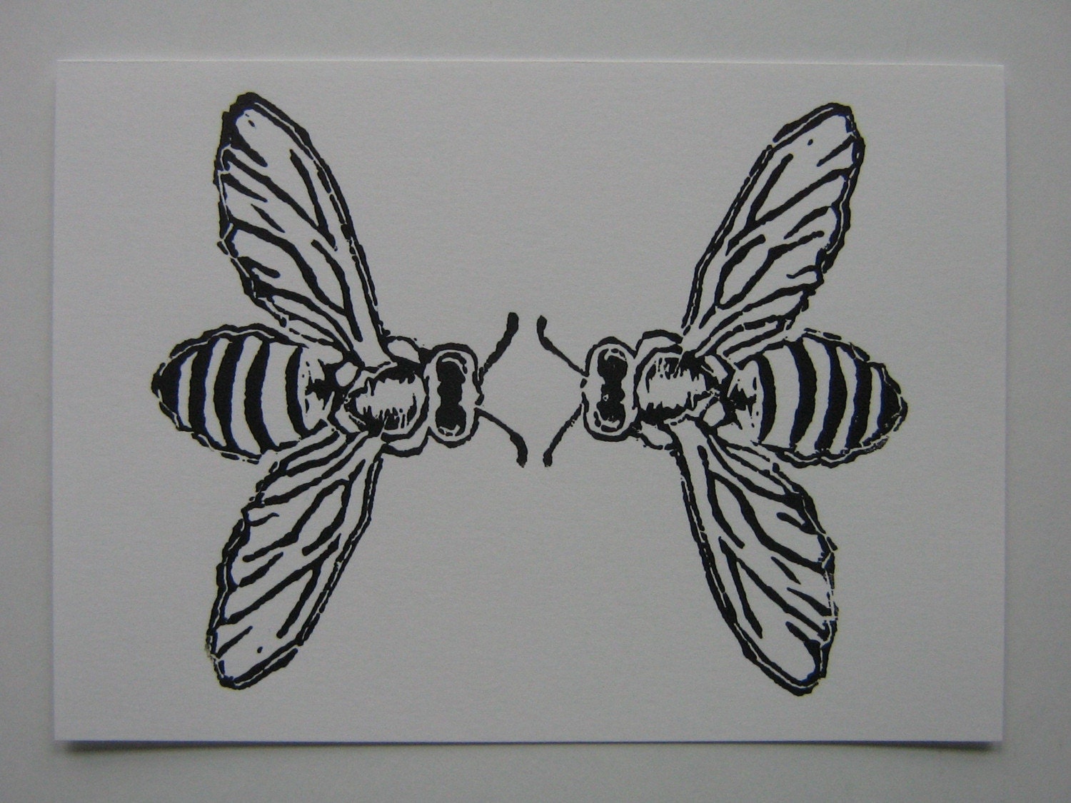 Honey Bees Linoleum Block Print