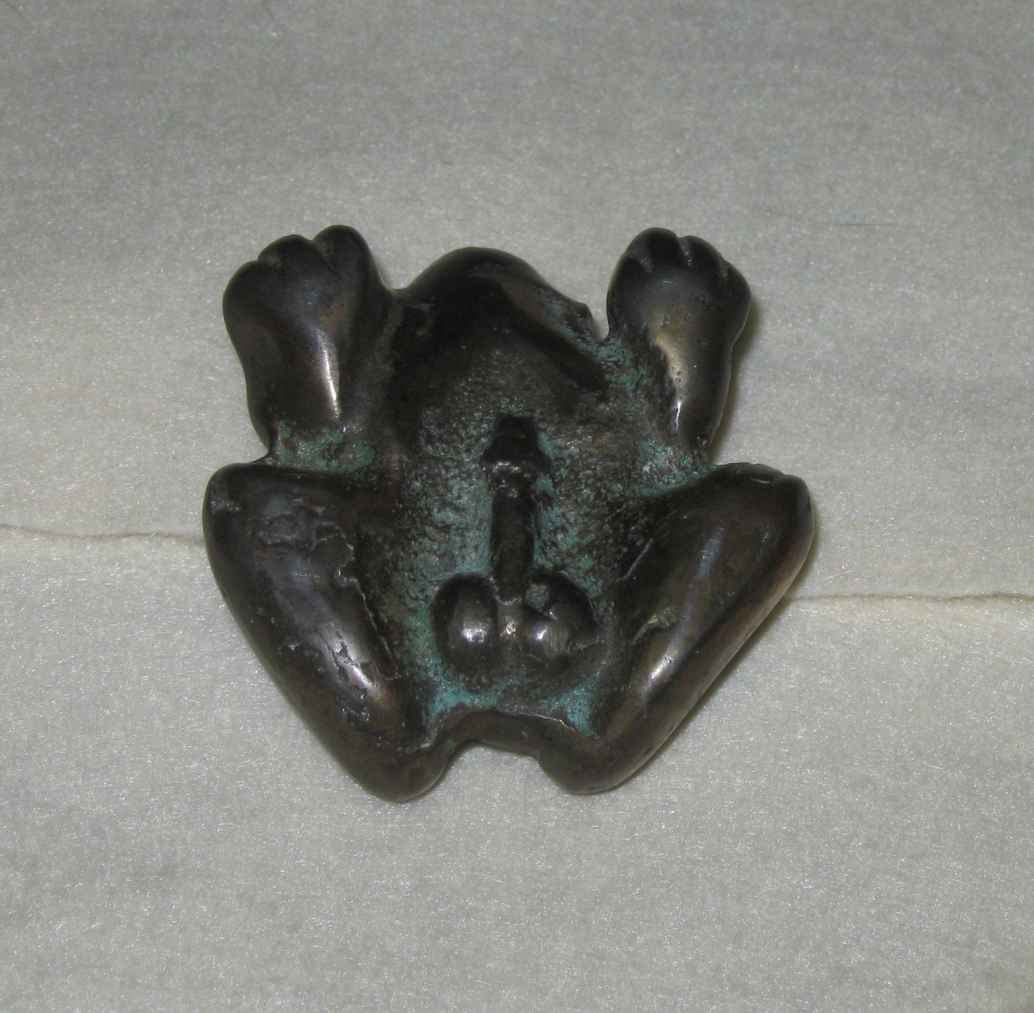 Vintage Metal Frog Paperweight-With Male Genitalia