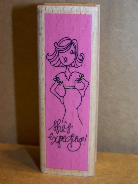 She s Expecting Mounted Rubber Stamps Pregnant Woman New