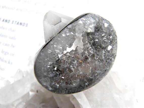 Charcoal Diamonds Black Agate and Gray Druzy by erinlynnschmitz
