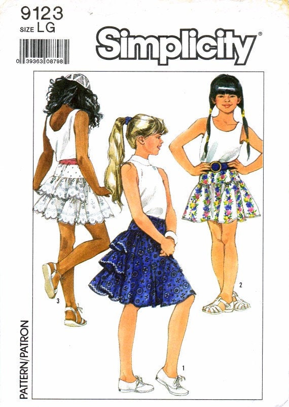 Girls Tiered Skirts Sewing Pattern Simplicity 9123 by patternshop