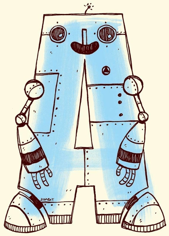 Robot Alphabet Letter A pink blue or green Jimbot