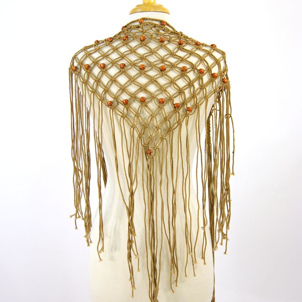 vintage Macrame Belt Scarf Shawl or Neckpiece