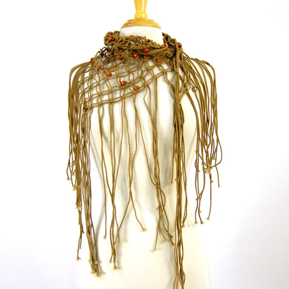 vintage Macrame Belt Scarf Shawl or Neckpiece