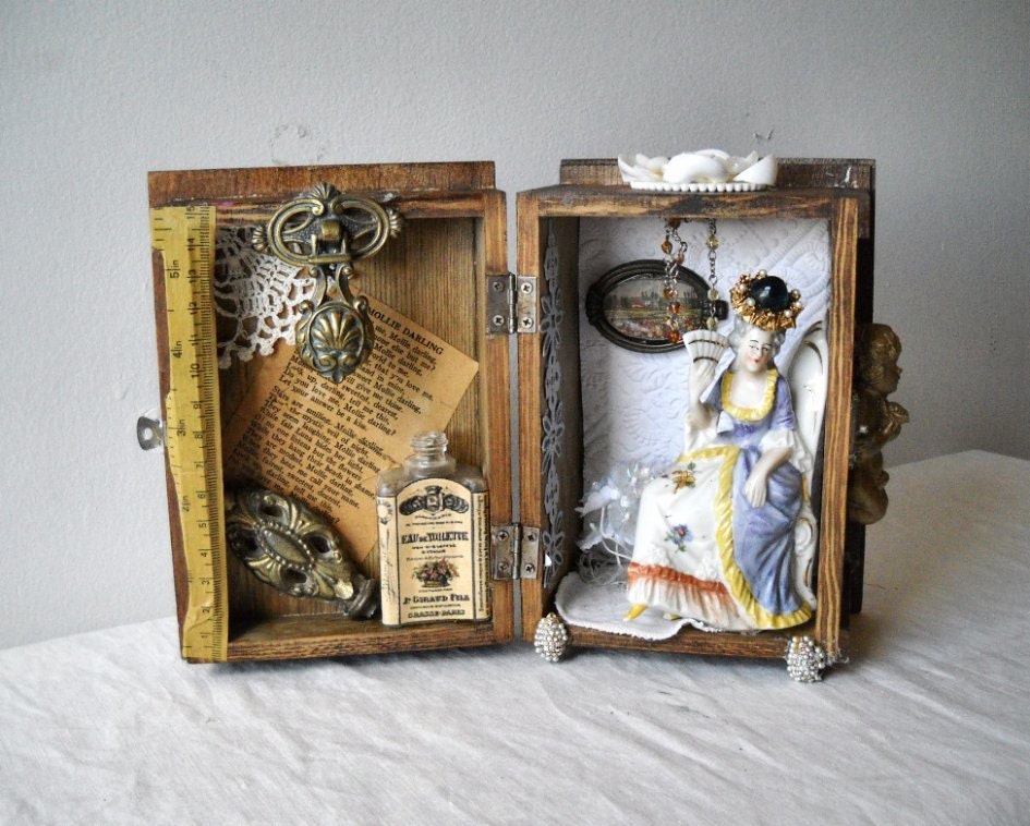 Mixed Media Box Assemblage Mollie Darling By Momsantiquesnthings