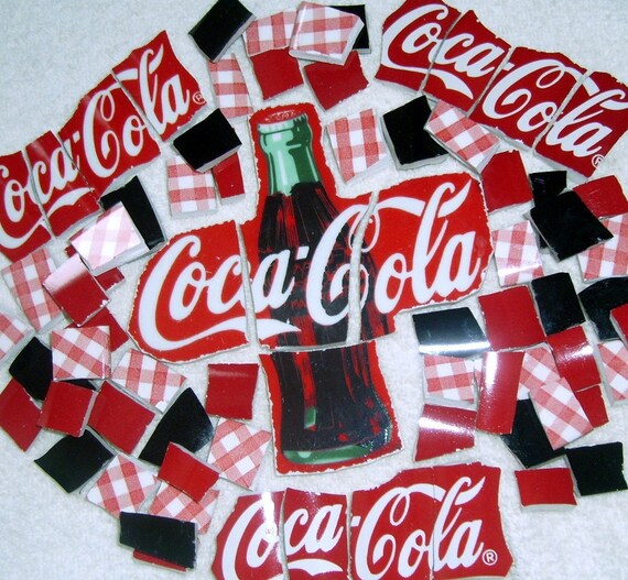 Mosaic Plate Tile Set Retro Coca Cola Coke With Red and
