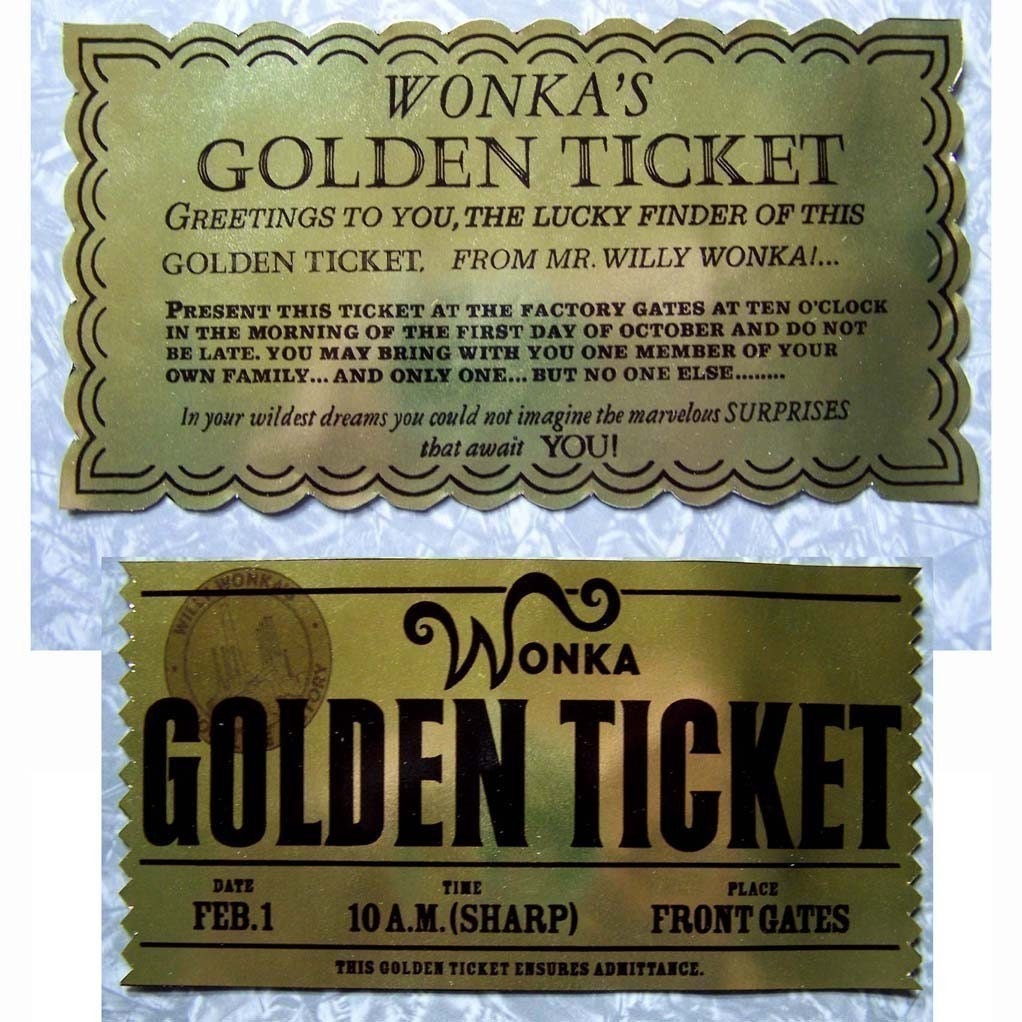 Golden Ticket From Willy Wonka And Charlie And The Chocolate