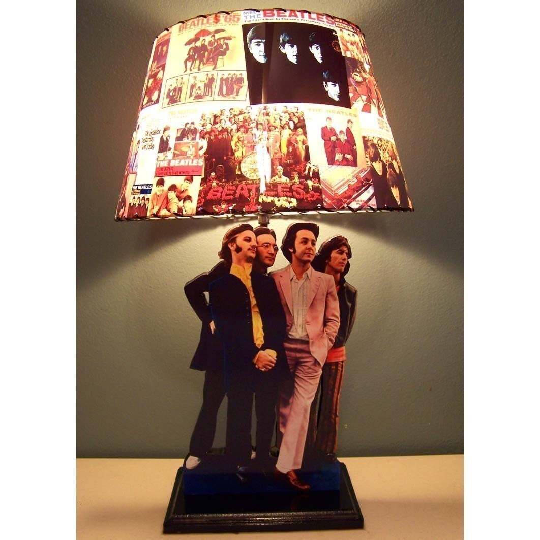 Custom Made BEATLES Record Lamp Shade and Lamp base MUST SEE