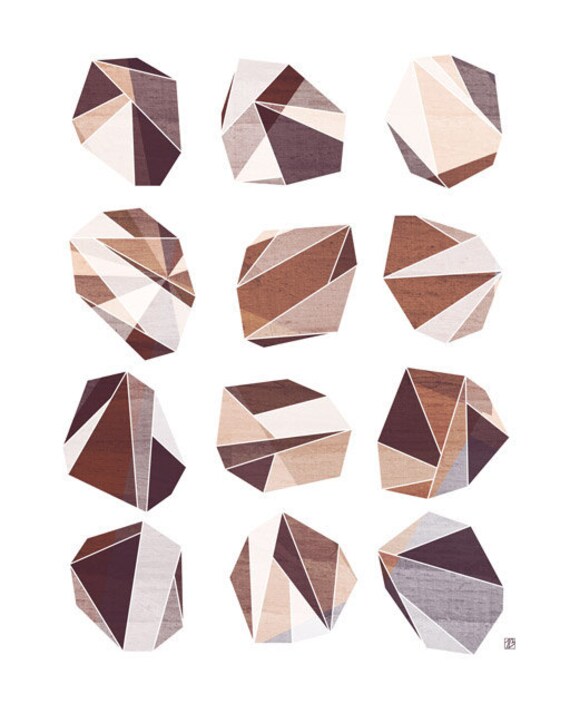 Soft Rock Geometric Facet Art Print 5x7 8x10 11x14