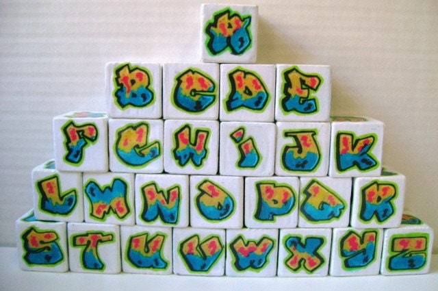 Rockin Blocks Graffiti ABC Blocks by beebles on Etsy