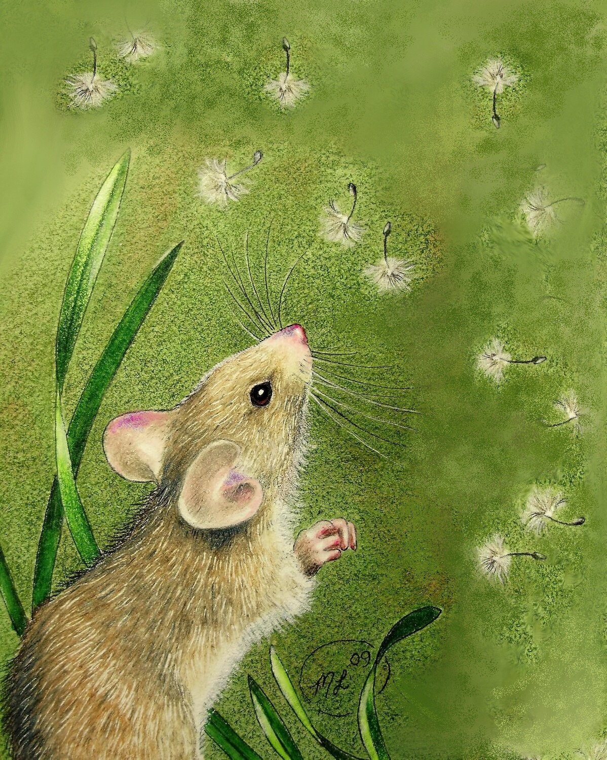 8x10 Cute Little Mouse Art Giclee Print by Melody Lea Lamb