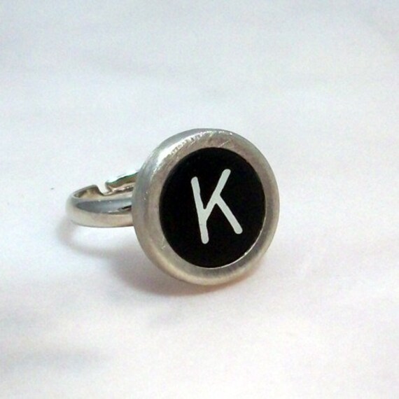 Letter K Vintage Typewriter Key Ring