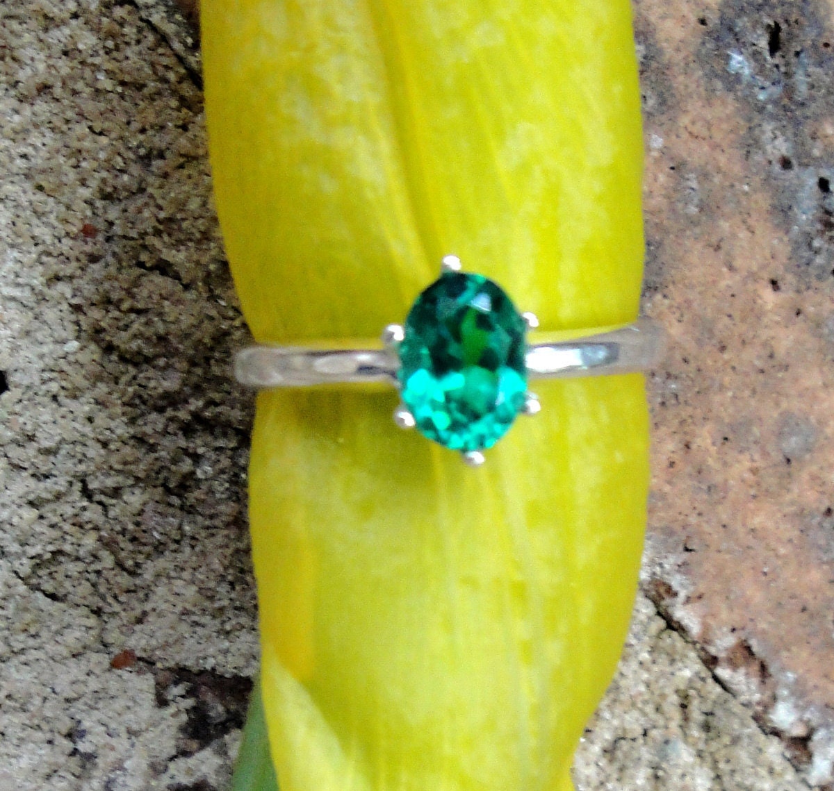 Topaz Ring Emerald Green Natural Topaz in recycled Sterling