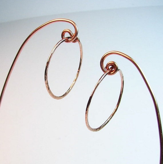 Hammered Copper Hoop Earrings
