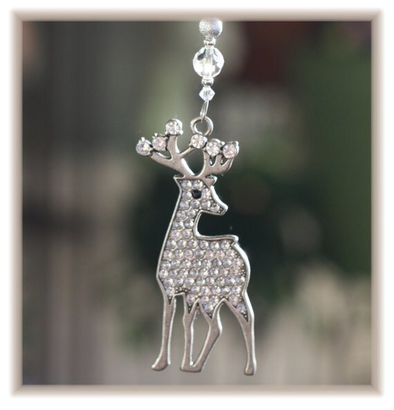 Silver Reindeer with Swarovski Crystal Christmas
