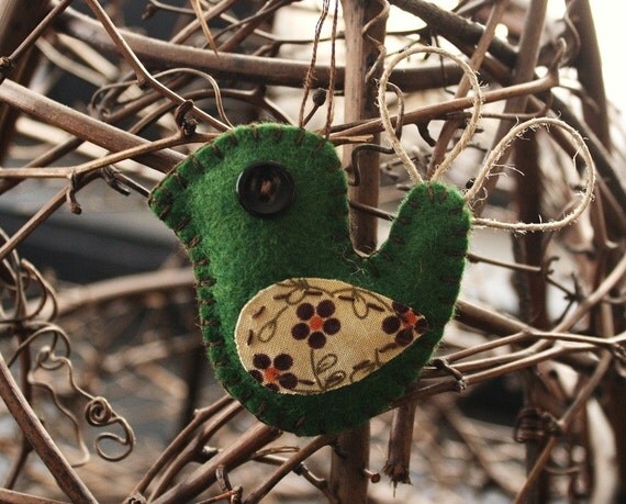 Items similar to felt bird ornament folk art decoration on Etsy