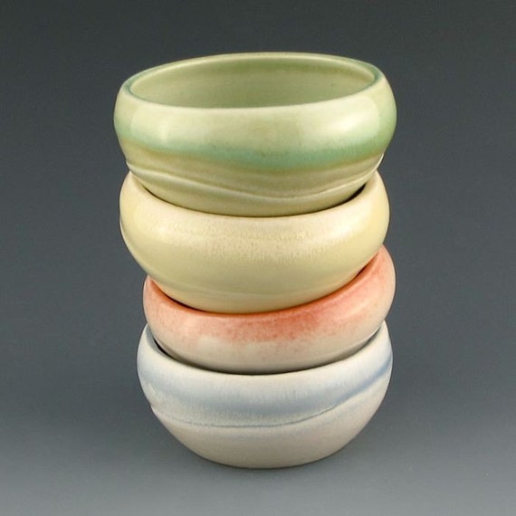 Small Dipping Bowls Set of 4 Handmade Pottery Modern Unique