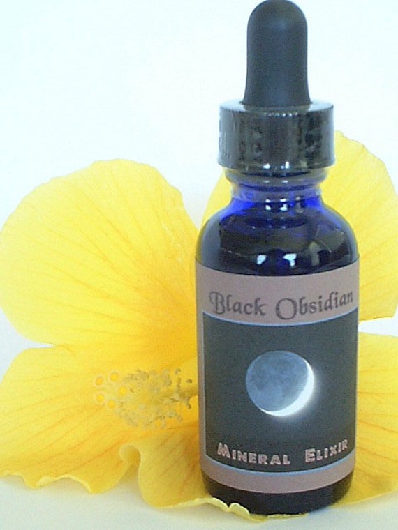 BLACK OBSIDIAN GEM MINERAL ELIXIR Grounding Stone by AlliPacha