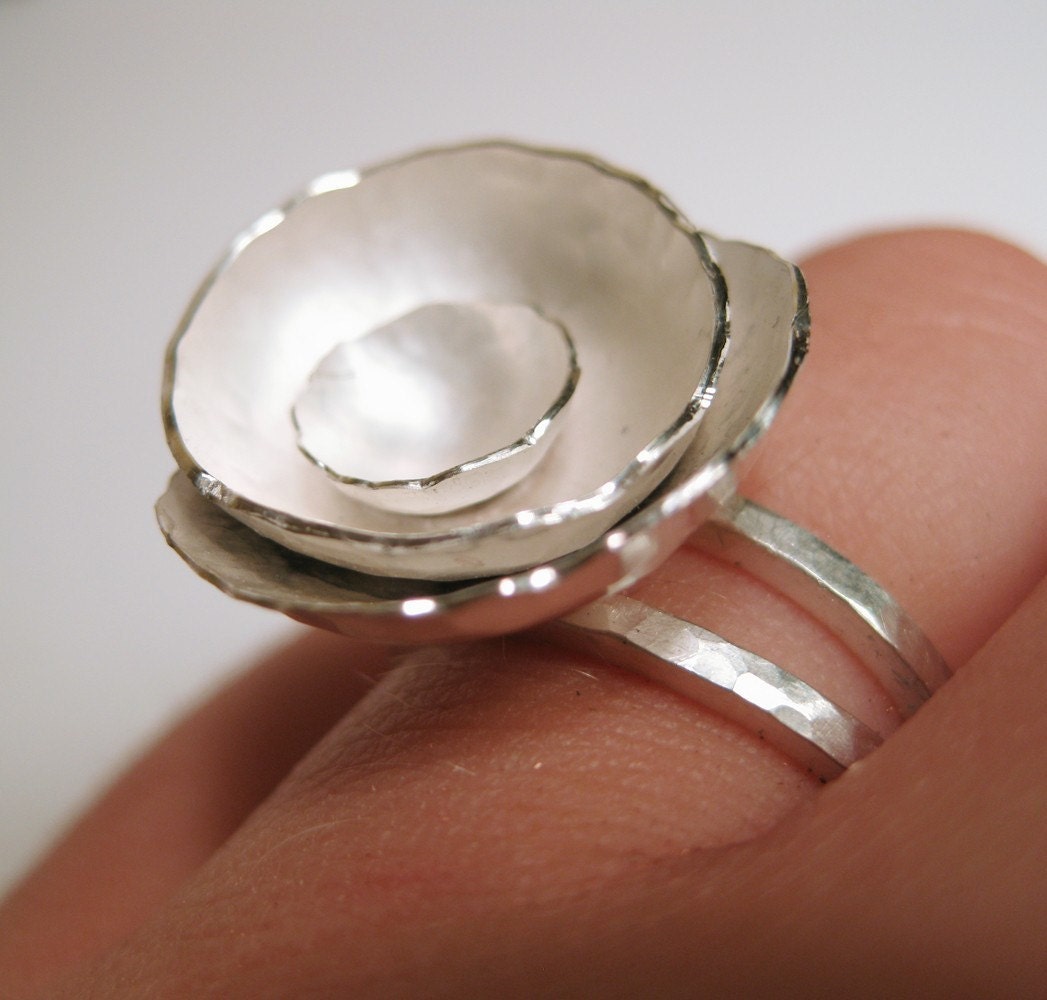Large Poppy Ring in Sterling Silver