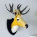 LAST ONE Yellow Deer Head Hand Painted Original Folk Art