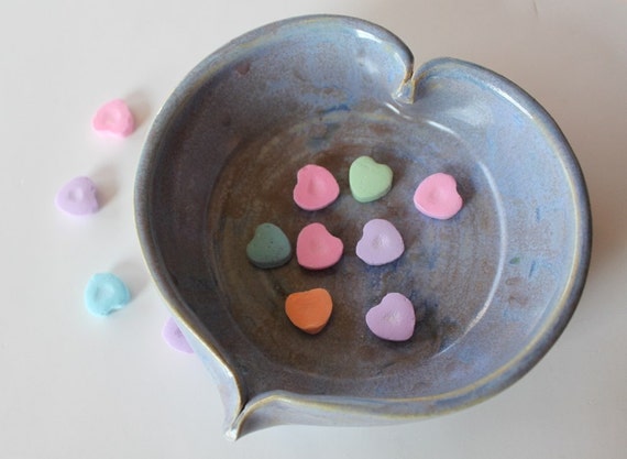 Periwinkle Heart Shaped Pottery Dish
