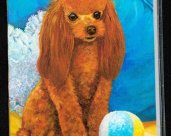 Checkbook Cover Apricot Poodle with Ball Original