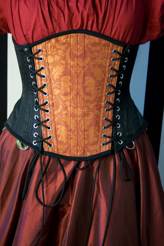 Items similar to Corset Underbust Steampunk Victorian Black SMALL ...
