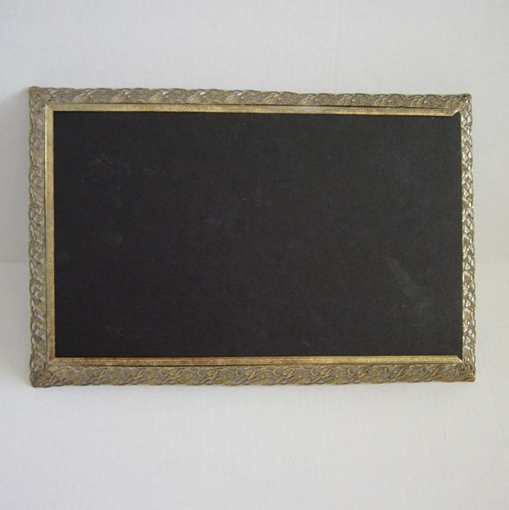 Vintage Vanity Mirror Tray Rectangular Scrolled Floral Metal