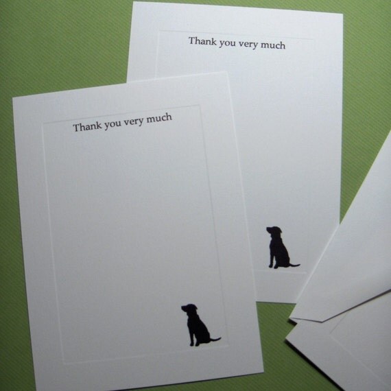 Black lab thank you cards set of 8 flat paneled cards