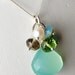 Aqua Chalcedony Necklace on Sterling Silver Wire Wrap Apple