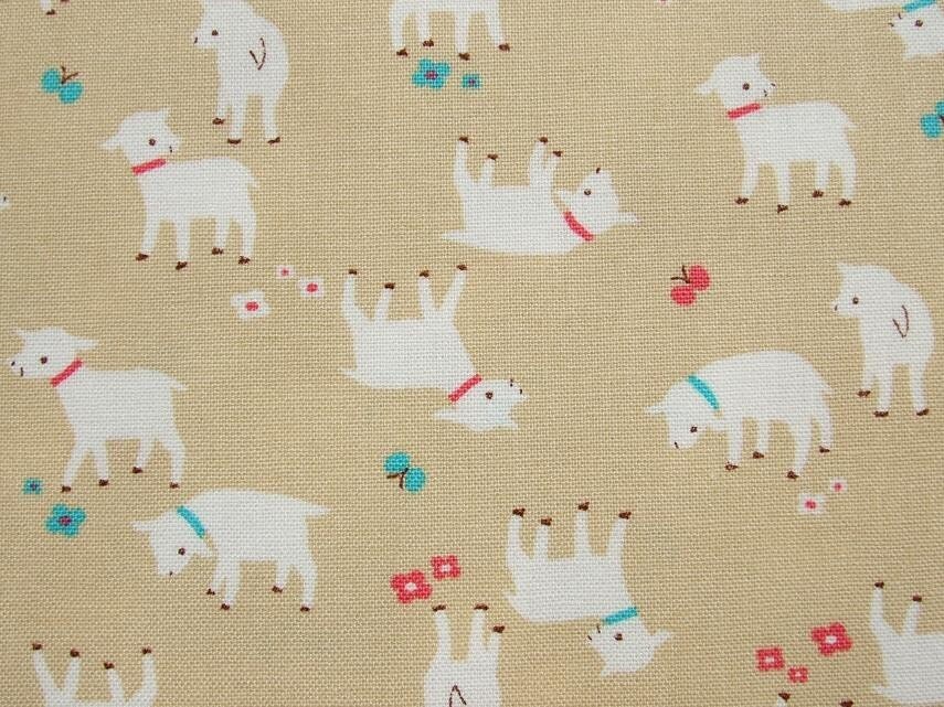 GOAT Print Japanese Fabric on BEIGE HALF YARD