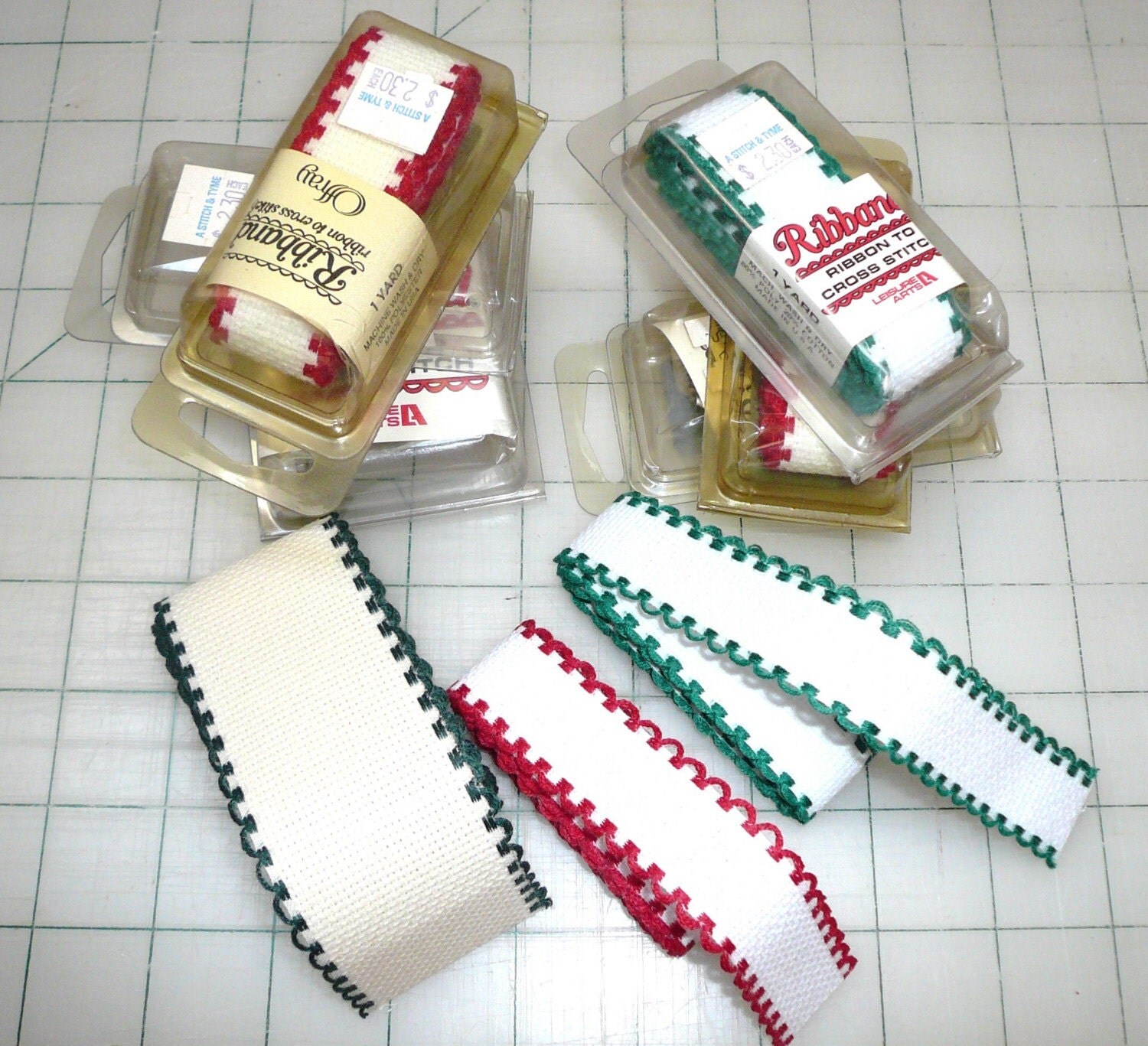6 Pkgs RIBBAND Ribbon Trim to Cross Stitch by Leisure Arts