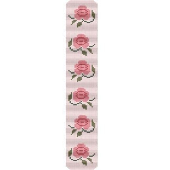 Rose bracelet bead pattern for loom or square stitch in two