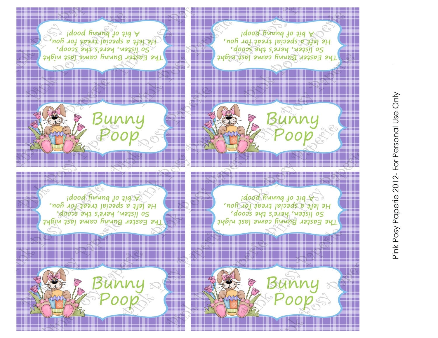 Printable Easter Bunny Poop Bag Toppers