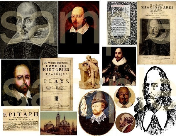 Vintage SHAKESPEARE Historical Digital Collage Sheet