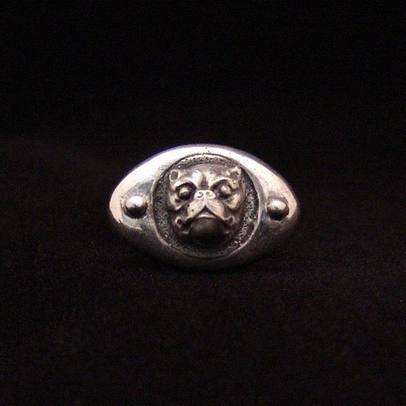 Sterling Silver Pug Boxer Bulldog Dog ring made by bronzegirl1