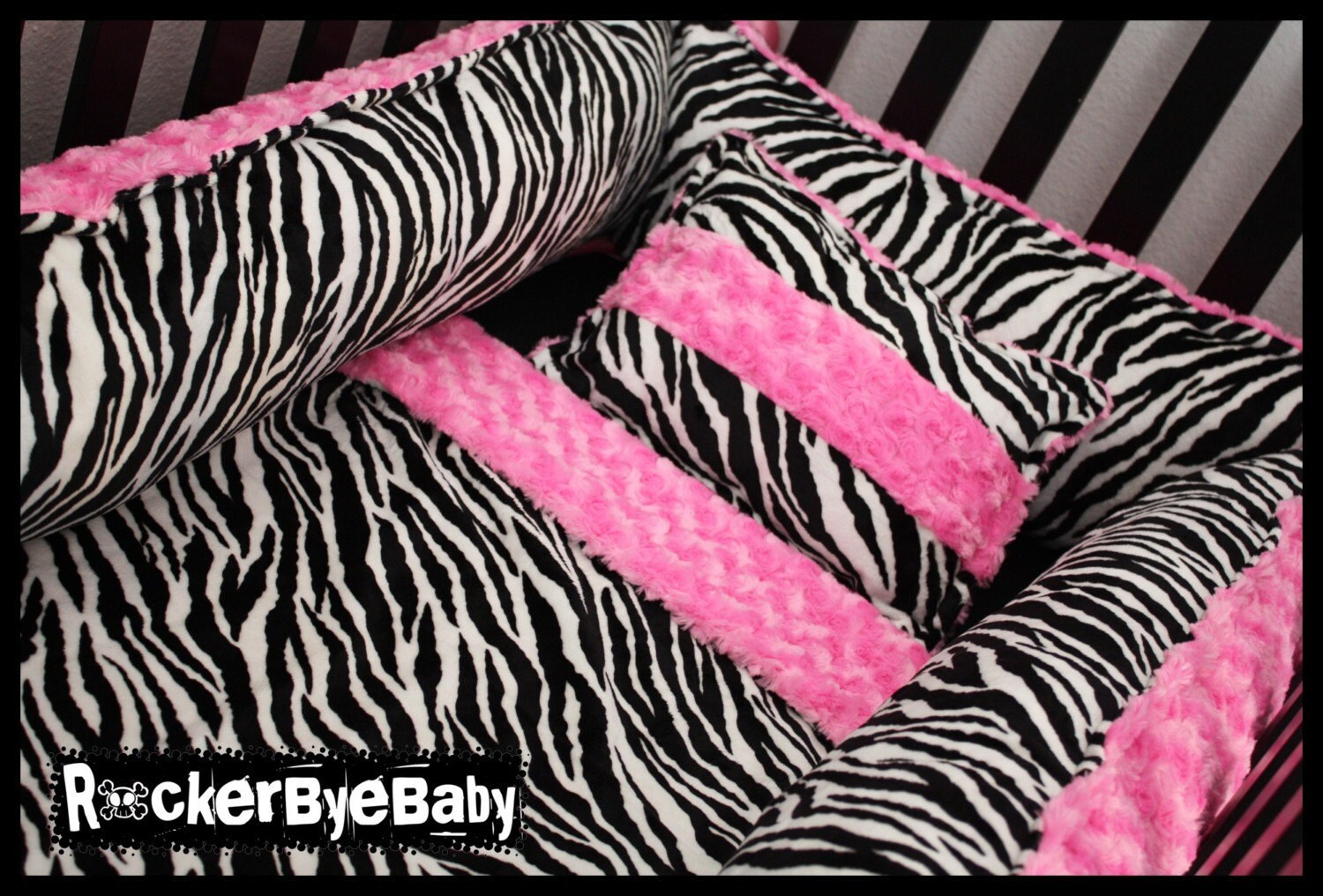 Custom Four Piece Minky Crib Bedding Set leopard by RockerByeBaby