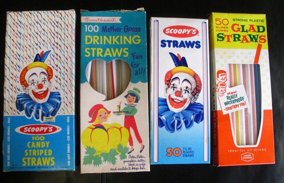 SALE 4 Boxes Vintage Drinking Straws-Scoopy's Candy Ice